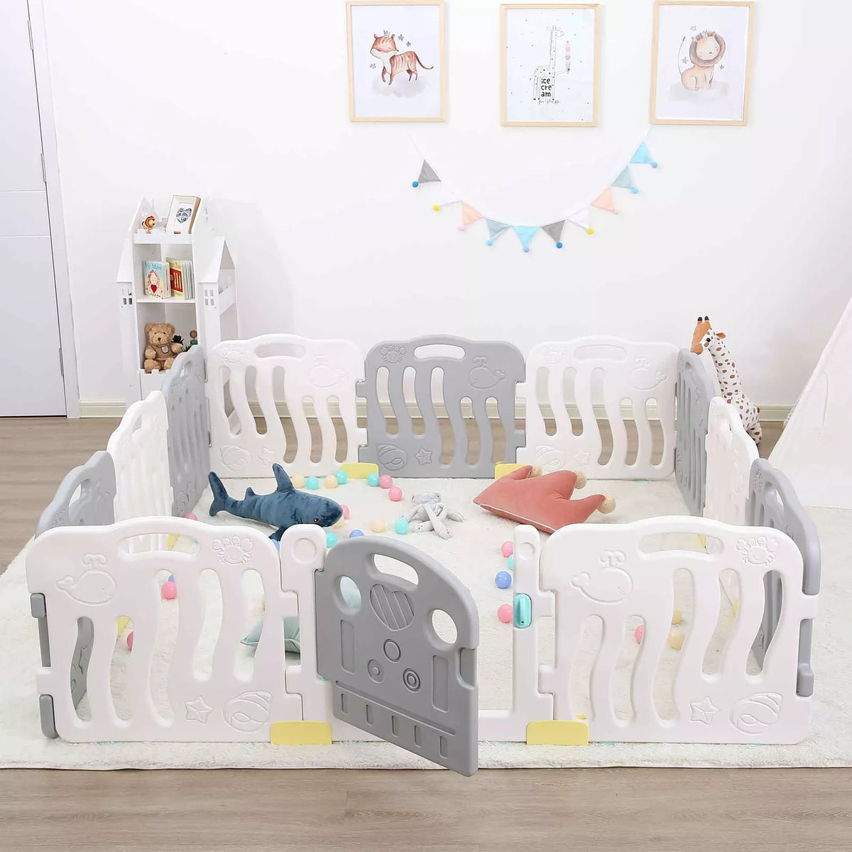 XXL 18 Panel Recycle Folding Baby Playpen Ball Pit | Modular | Grey ...