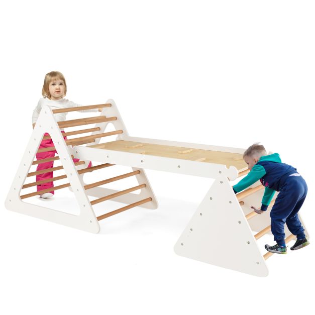 4-in-1 Kids Eco Deluxe Montessori Pikler Triangle, Slide & Climbing ...