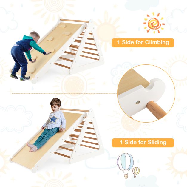 4-in-1 Kids Eco Deluxe Montessori Pikler Triangle, Slide & Climbing ...