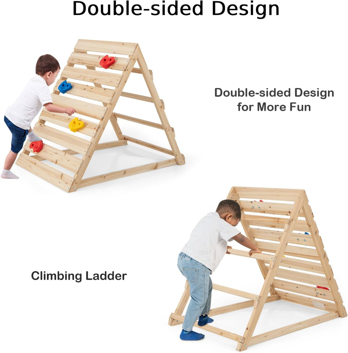 Childrens Climbing Frame | Pikler Triangle | Wood Climbing Wall For ...