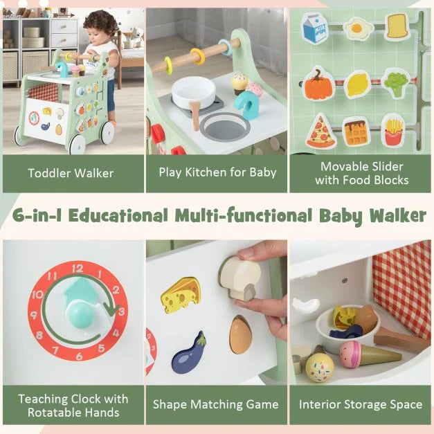 Montessori Ergonomic Infant Walker | Busy Board & Toy Kitchen | 12m ...