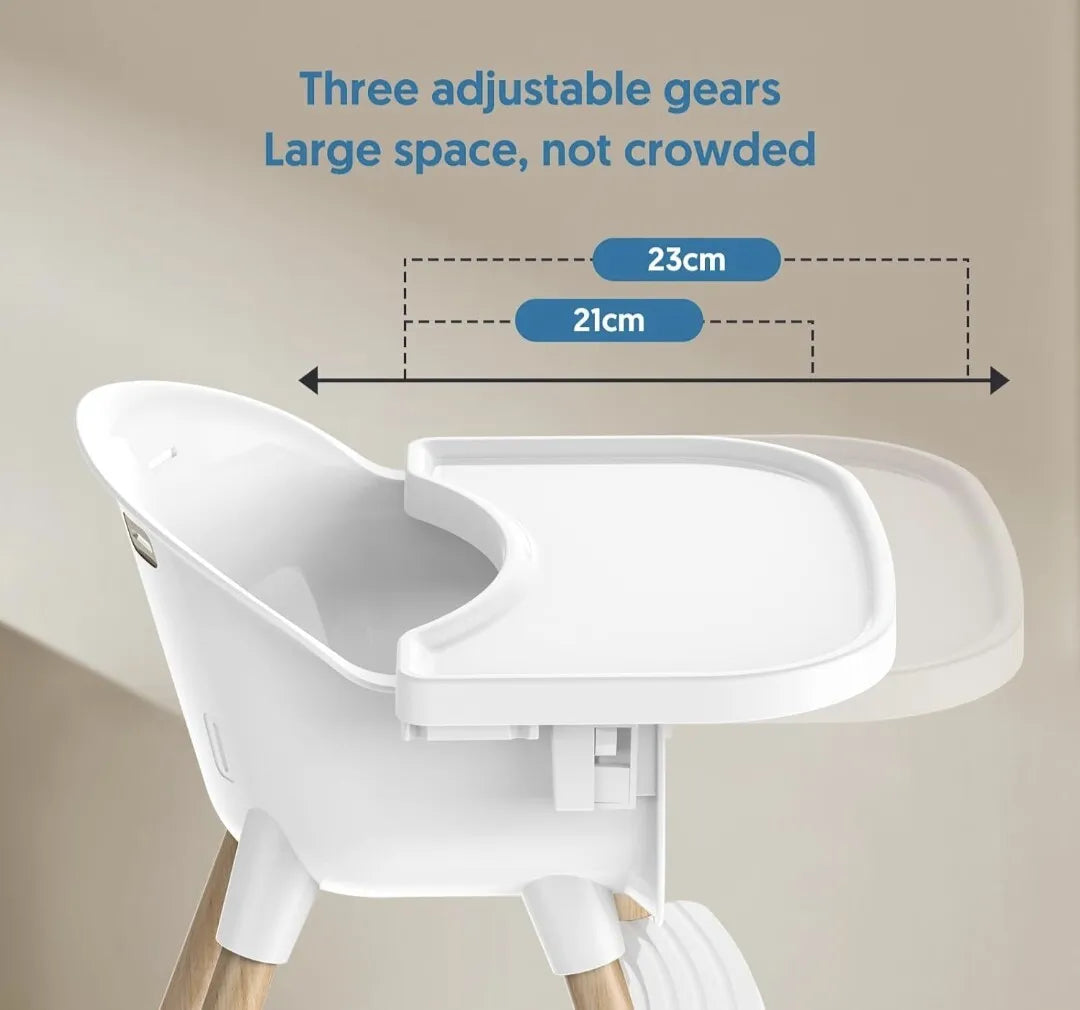 Sleek Ergonomic Baby High Chair | Removable Tray | 5 Pt Harness White ...