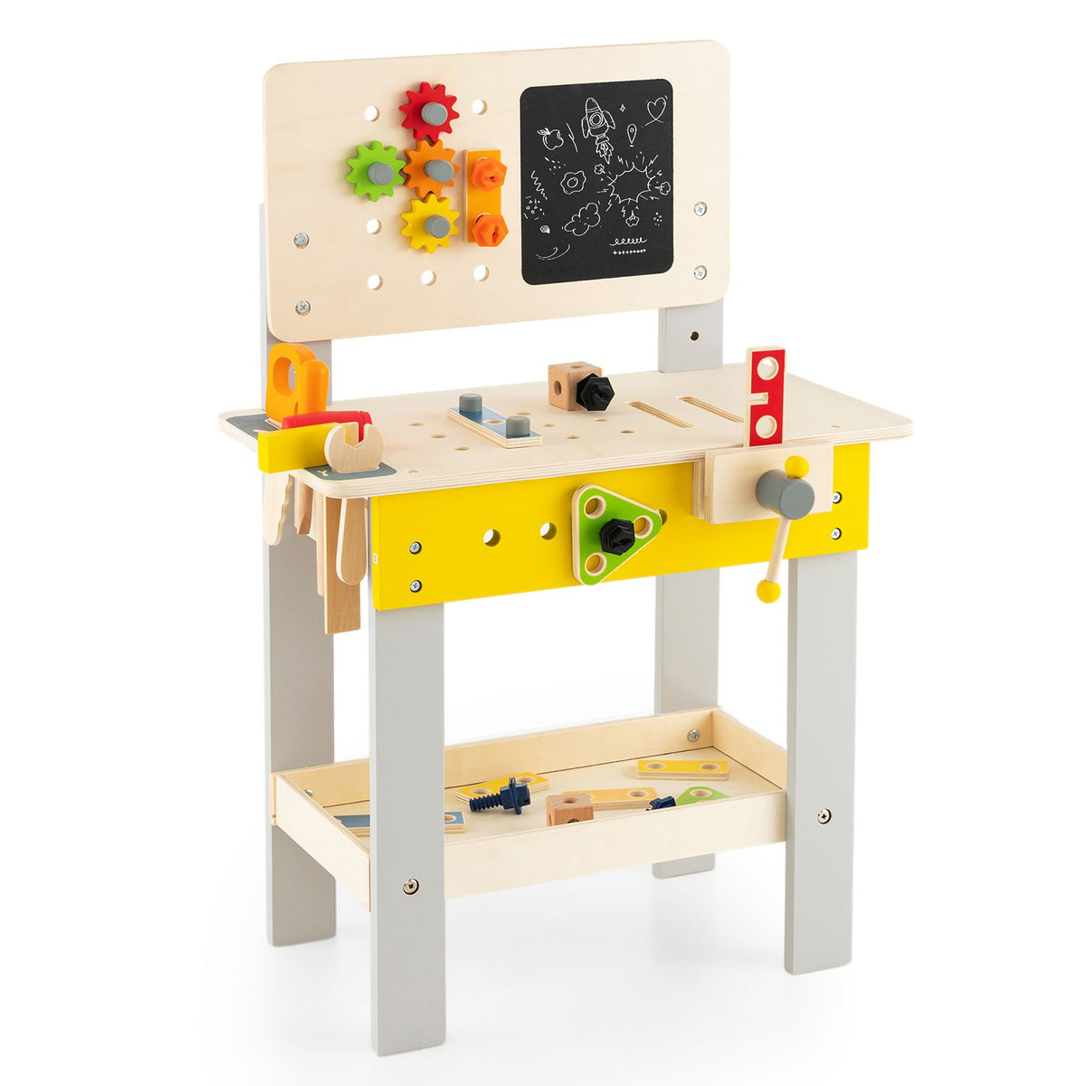 Montessori Wooden Workbench for Toddlers | Blackboard & Tools – www ...