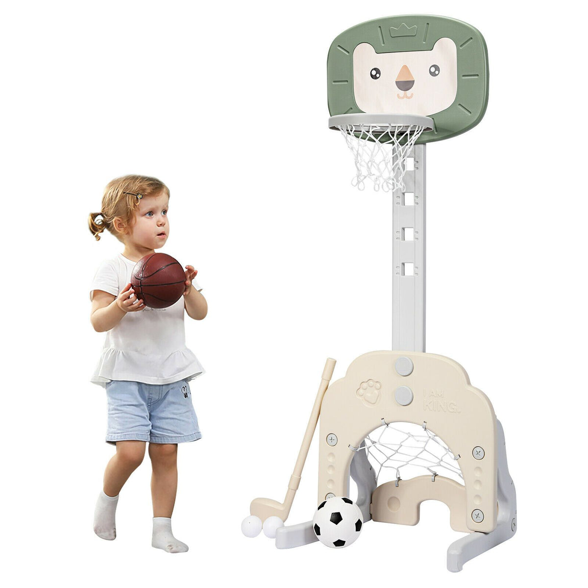 Montessori 3-in-1 Kids Basketball Stand | Adjustable Height ...