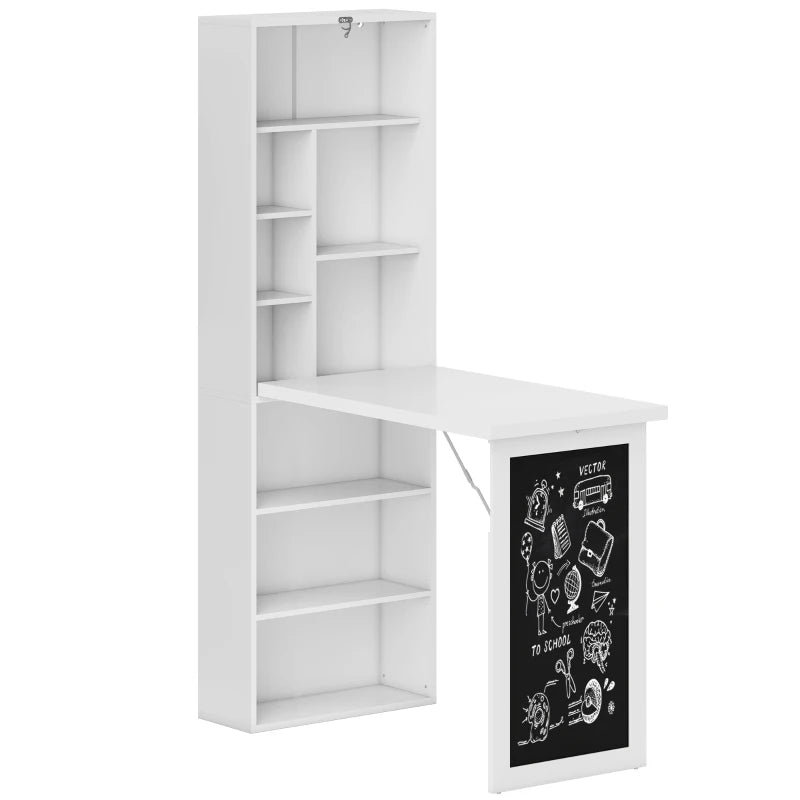 Montessori 3 in 1 Space-Saving Wall Mounted Desk | Blackboard | Storage ...