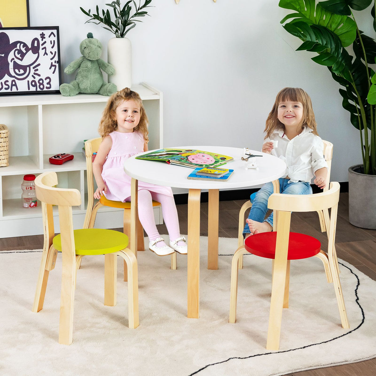 Kids 100% Eco Poplar & Birch Wood Table | 4 Ergonomic Chairs | 4 years+ ...