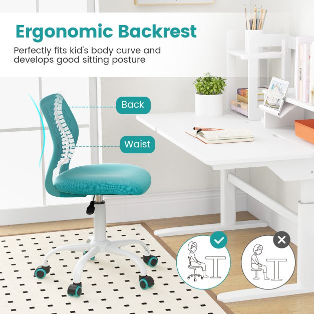 Ergonomic Height Adjust Kids Desk Chair | Childrens Office Chair 3-10Y ...