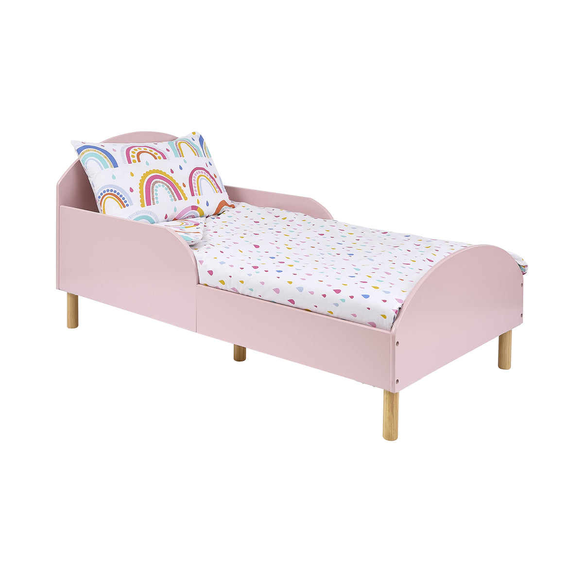 Scandi Toddler Bed | Pink with Side Rails | 18m+ – www.littlehelper.co.uk