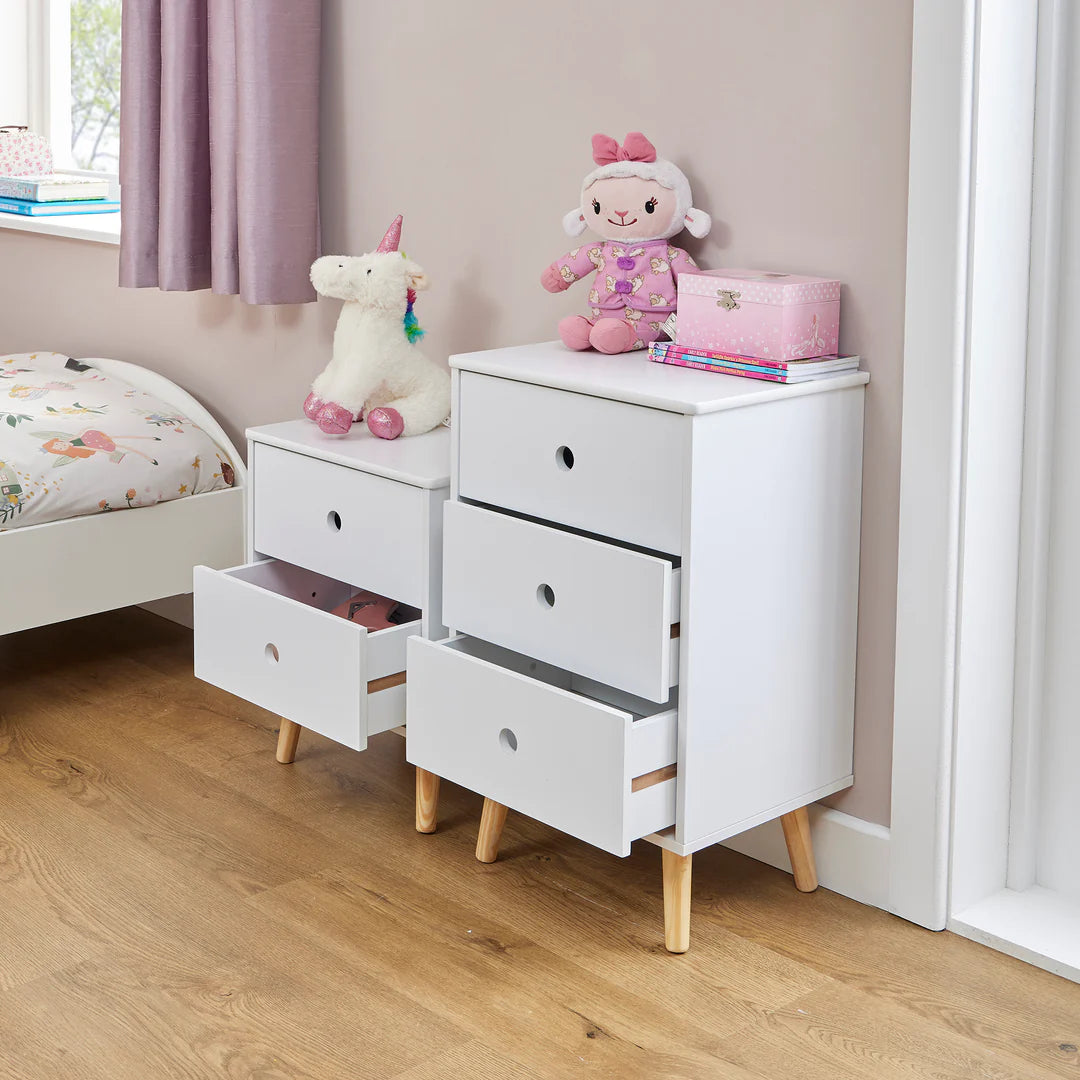 Montessori Modern Bedside Drawers | Toy Storage | White | Pine Legs ...