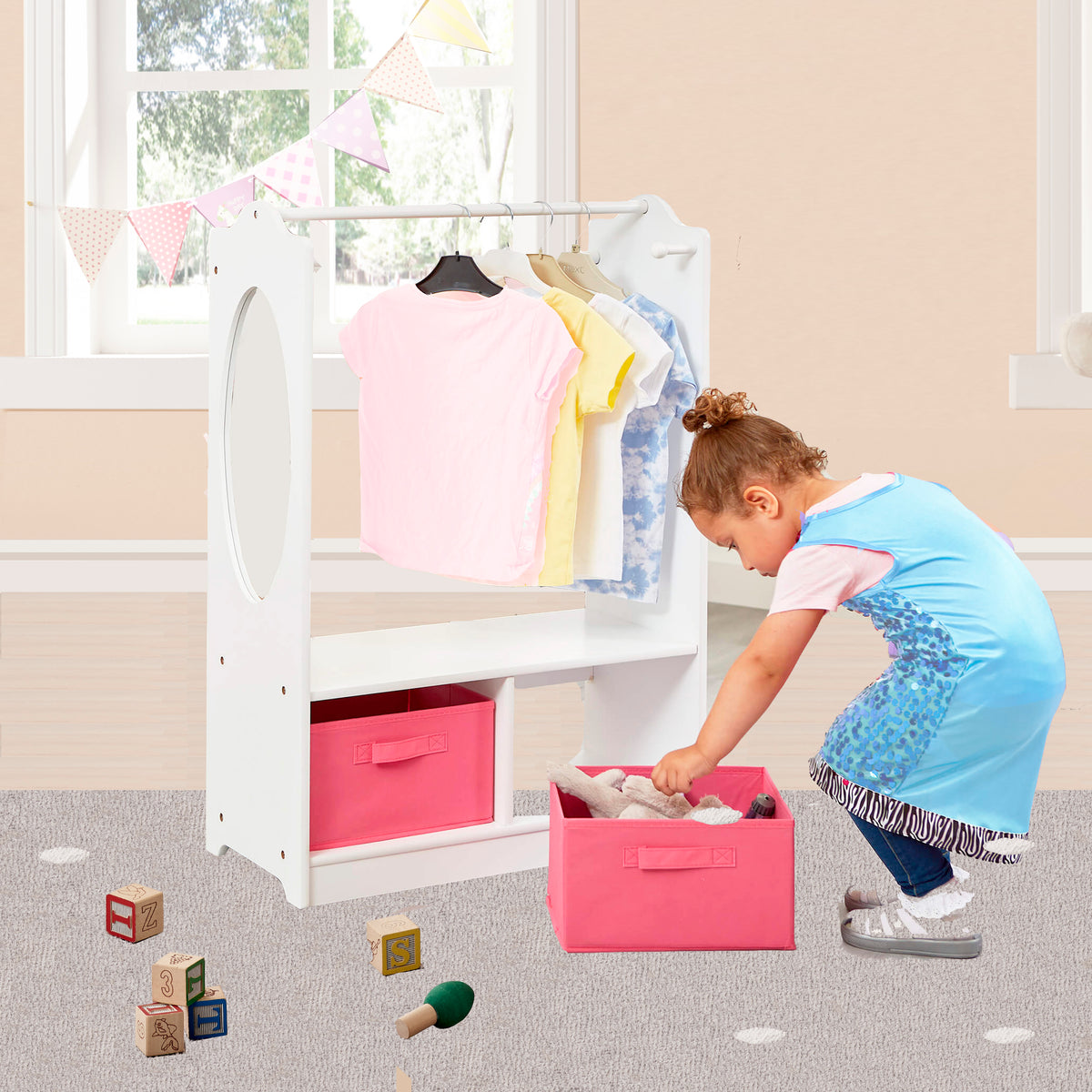 Liberty House Toys Dress Up Rail Storage & Mirror | Kids Clothes Rail ...