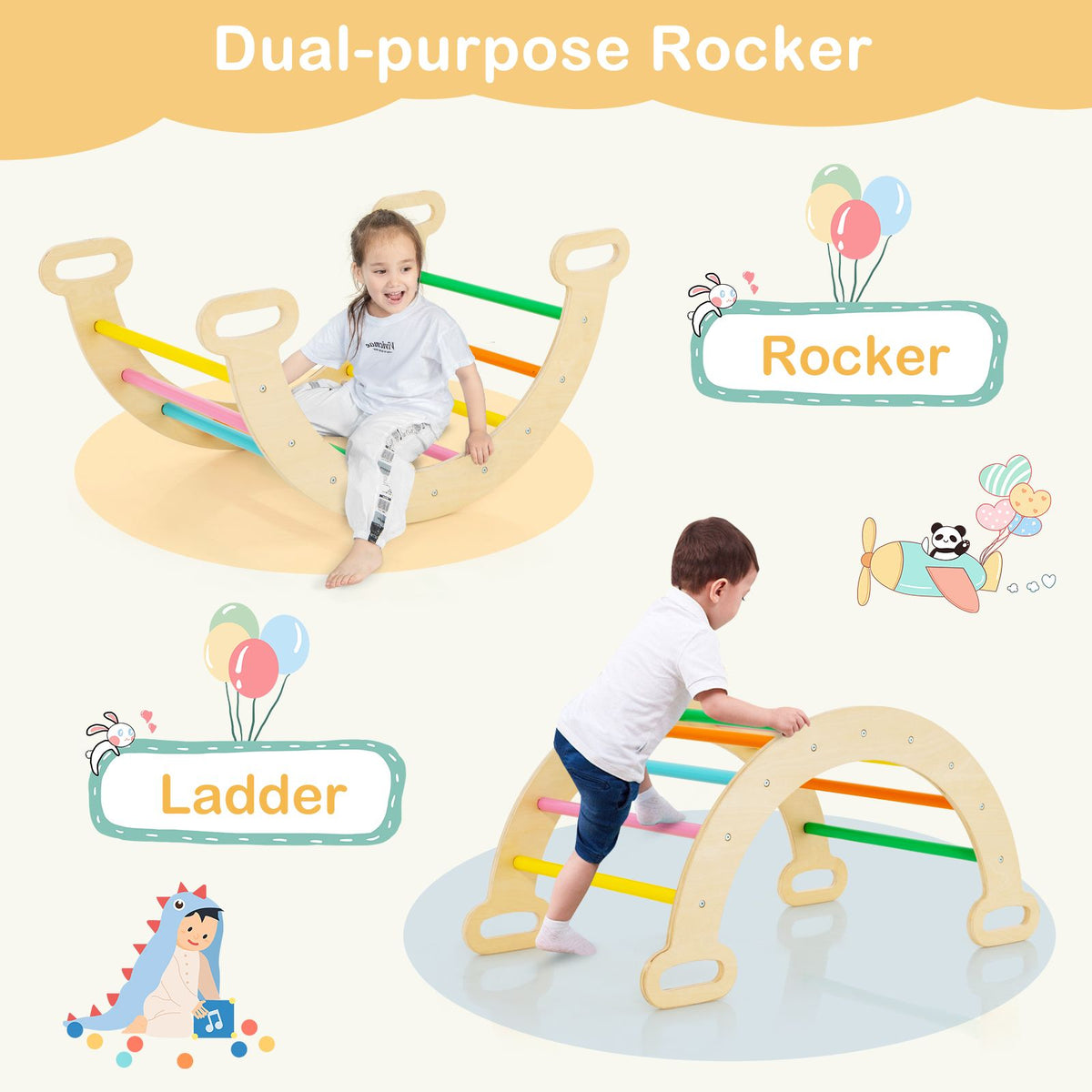 6-in-1 Kids Montessori Pikler Triangle | Slide | Climber | Arch ...