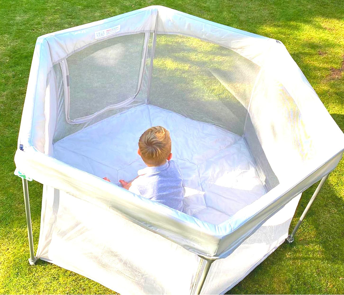 Folding Pop-up Baby Playpen | Ball Pool | Grey Mesh | 1.36m | 6-36m ...