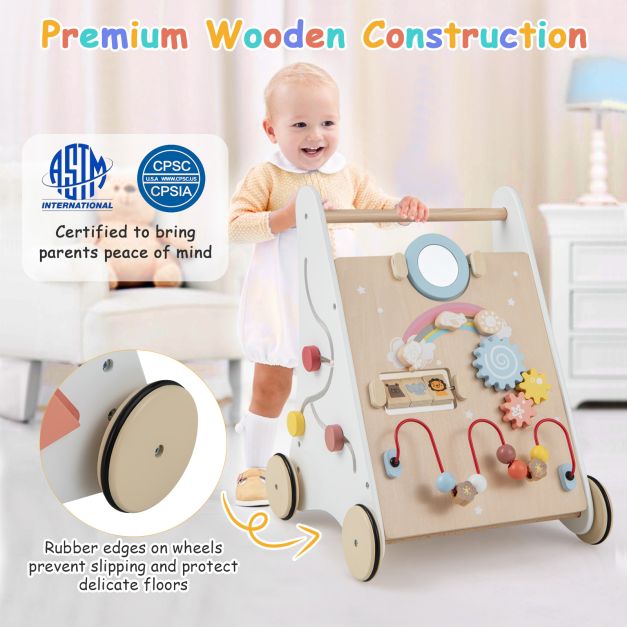 Ergonomic | Posture Promoting Sit-to-Stand Wood Baby Walker with Toys ...