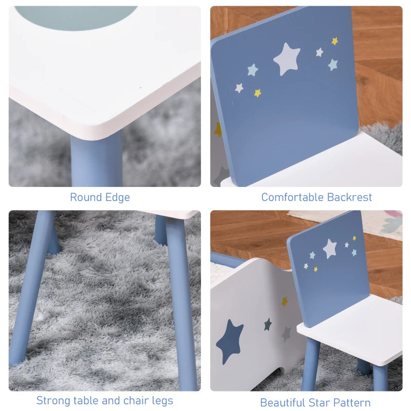 Kids Wooden Table and Chairs Set | Shooting Stars | Blue & White – www ...