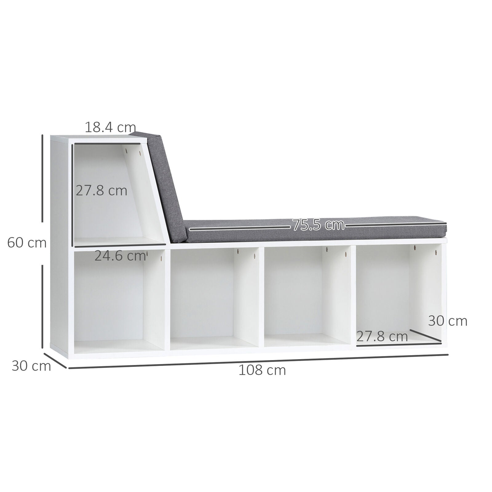 Childrens Montessori Bookcase Toy Storage Kids Reading Seat White