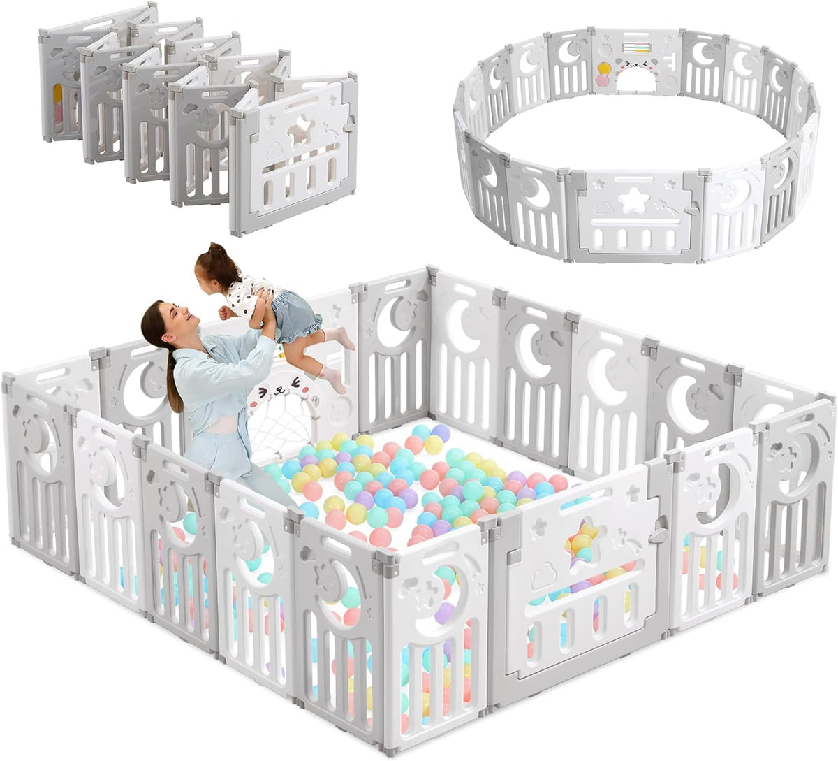 XXL 18 Panel Folding & Modular Baby Playpen Ball Pit | 1.9 x 1.9m – www ...