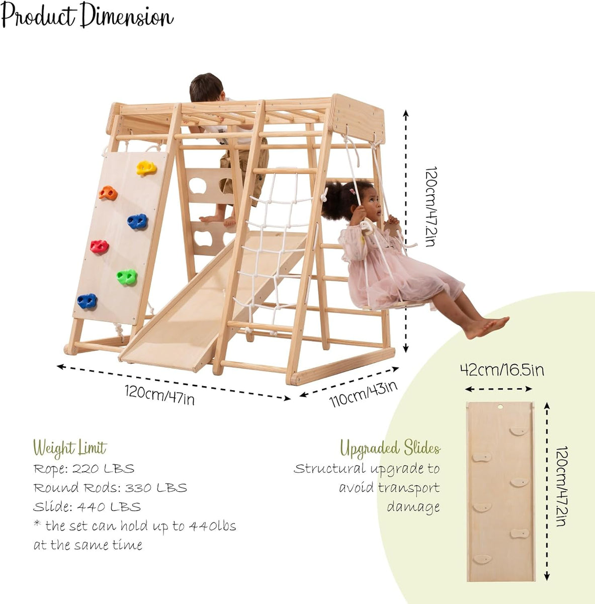 Εργονομικό 8-σε-1 Εσωτερικό Eco Wood Pikler Toddler Jungle Gym | 24m ...