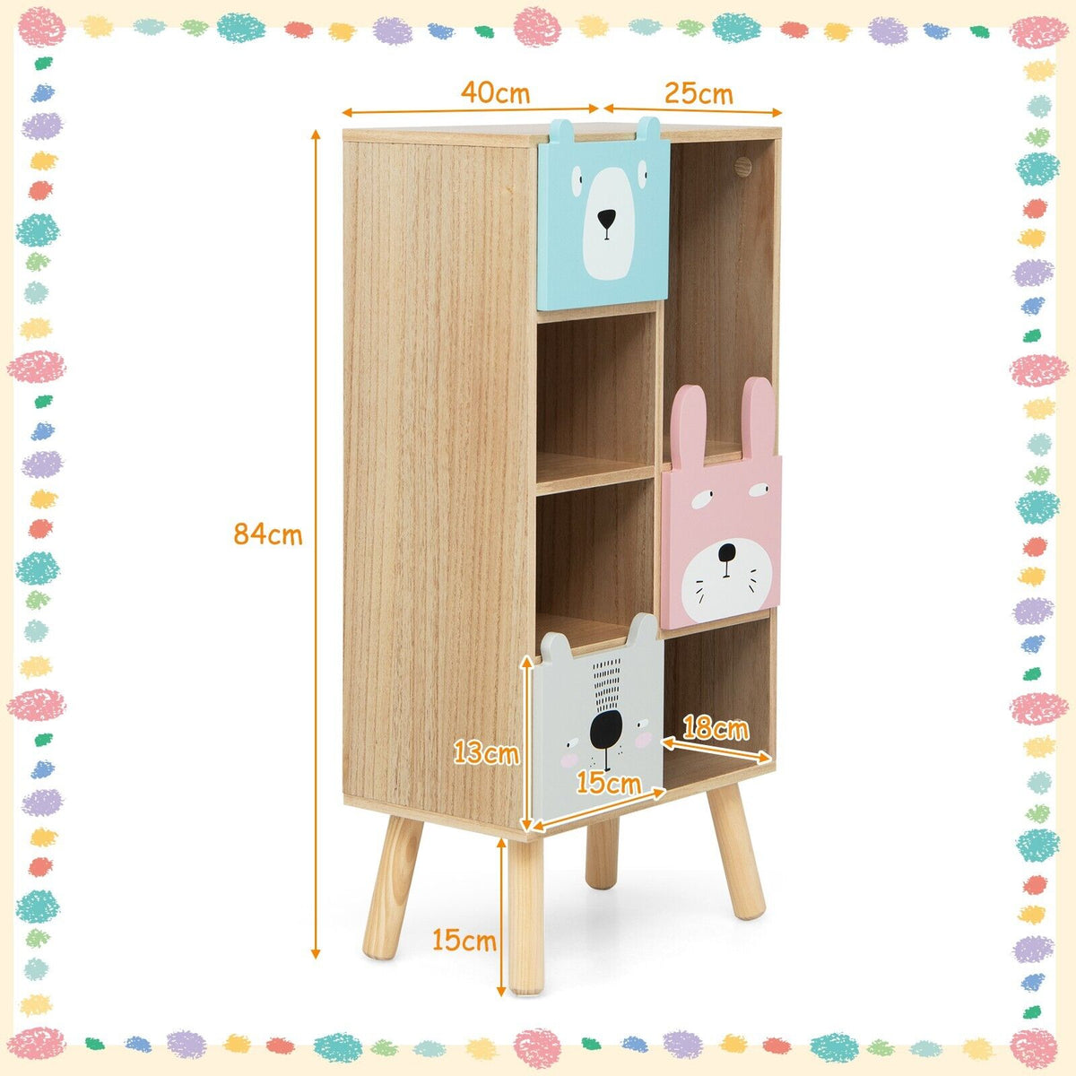Montessori Animal Bookcase | Toy Storage | Wooden Cabinet | Bookshelf ...