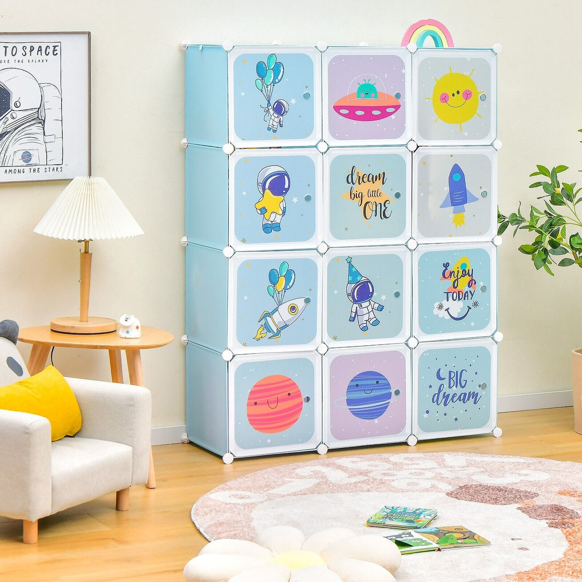 Large Portable Wardrobe & Storage Unit | 12 Cubes | Toy Storage | Blue ...