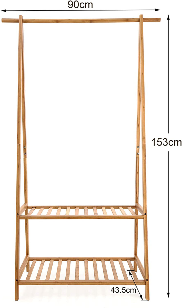 Eco Bamboo Wood | Freestanding Clothes Rail | Natural | 1.53m High ...