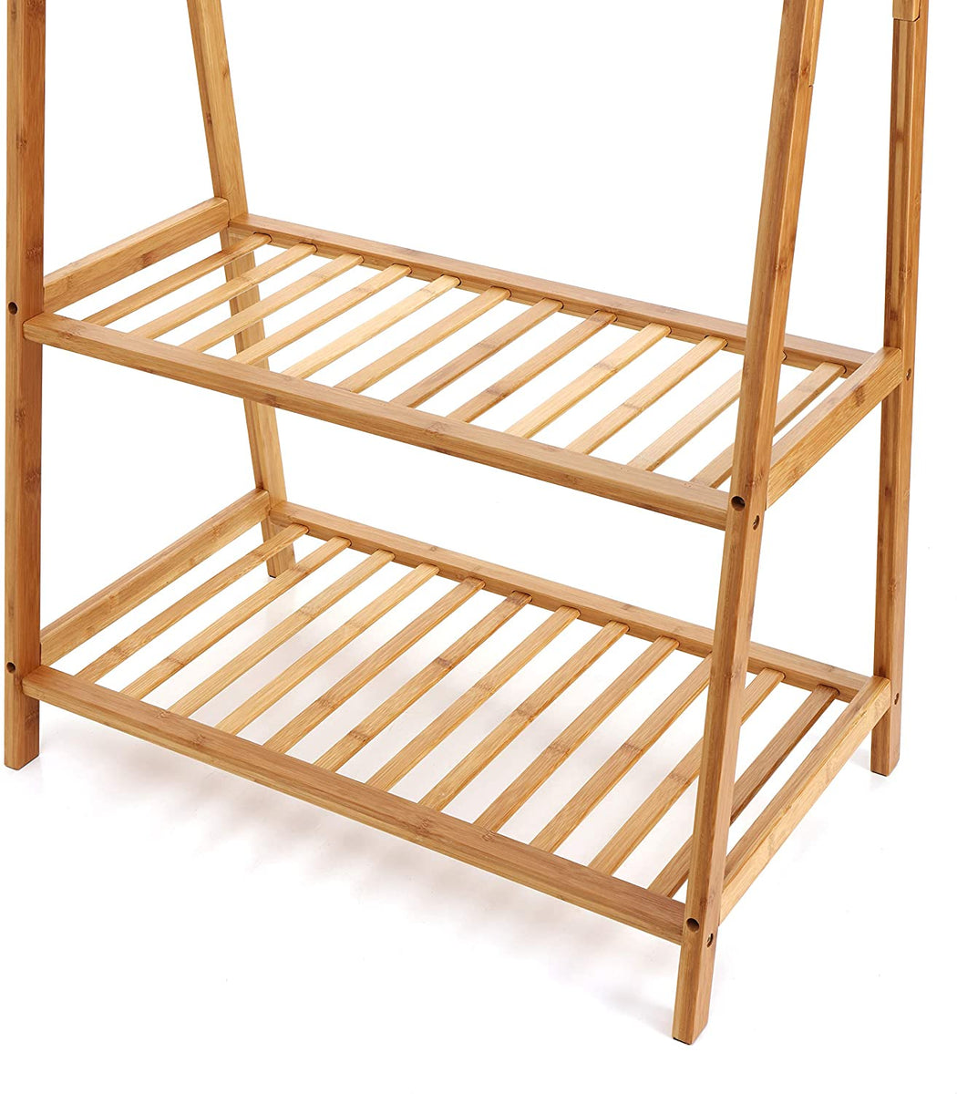 Eco Bamboo Wood | Freestanding Clothes Rail | Natural | 1.53m High ...