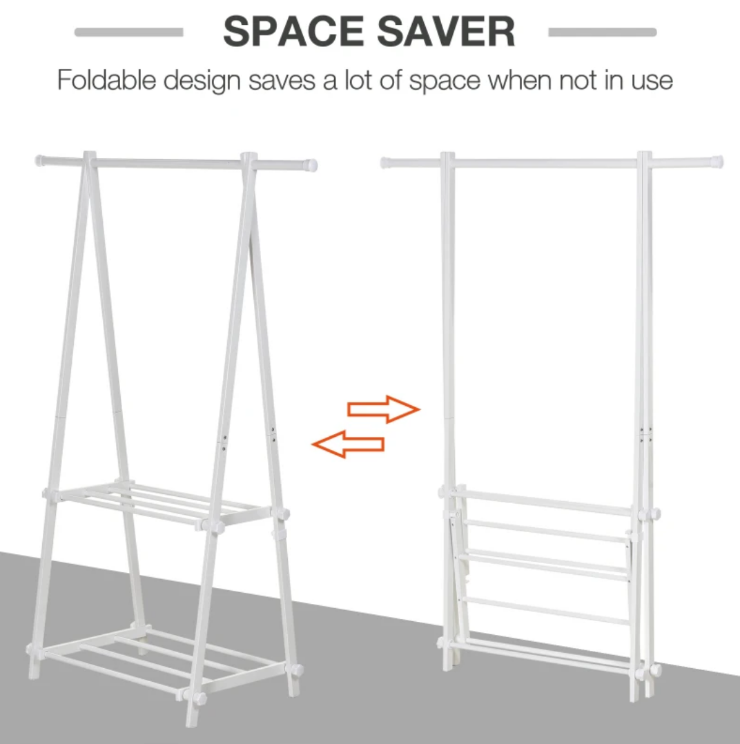 Large Space Saving Folding Clothes Rail | Clothes Rack | White | 1.5m ...