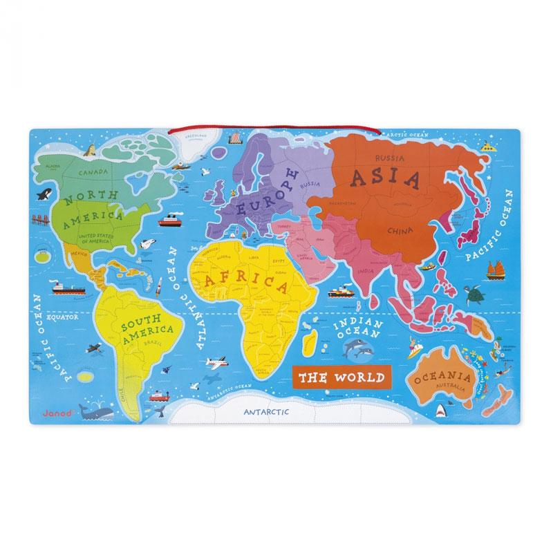 Large 92PC Eco Wooden Montessori Magnetic World Map Puzzle – www ...