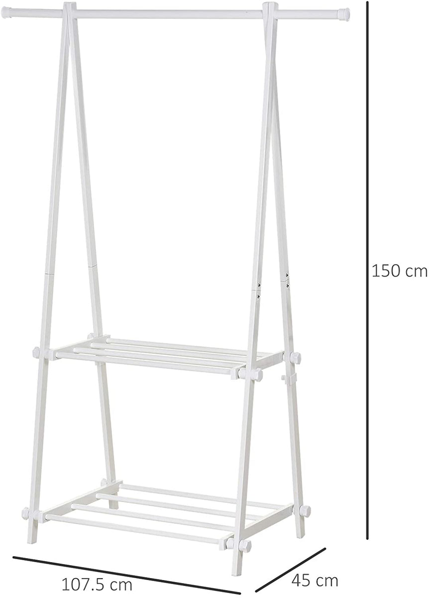 Sleek Folding Dressing Rail with 2 Shelves | White | 1.5m High – www ...